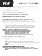 FILIPINO WORKSHEET 4 - Pagbibigay NG Angkop Na Pamagat Sa Binasang Teksto | PDF