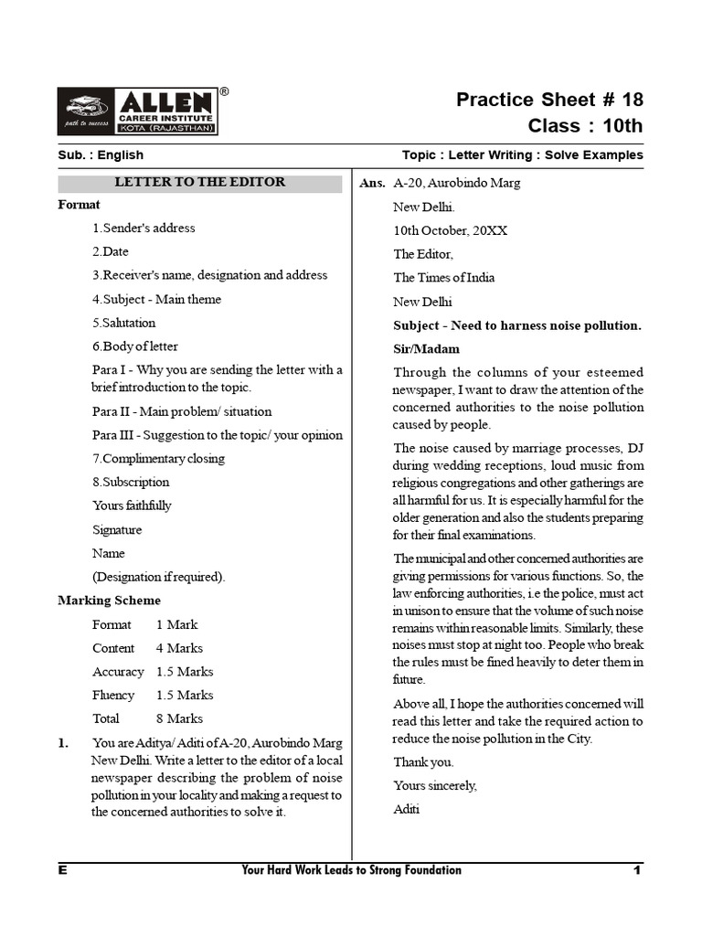 Letter Writing Guide for Students | PDF