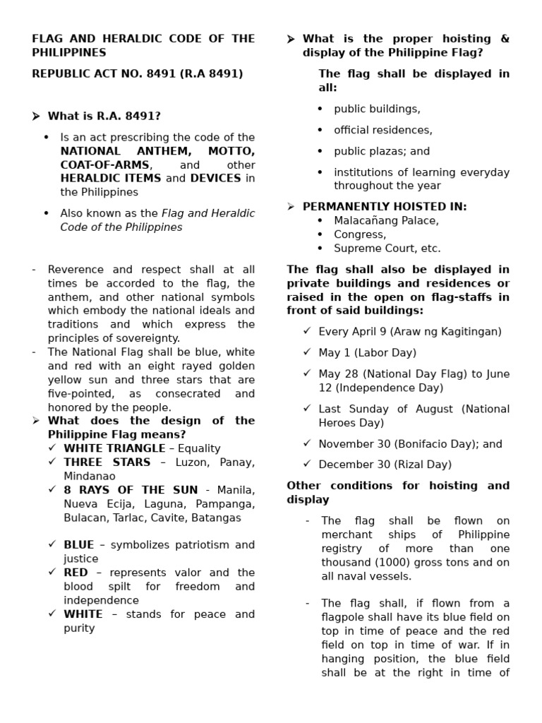 Flag and Heraldic Code of The Philippines | PDF | Heraldry | Philippines