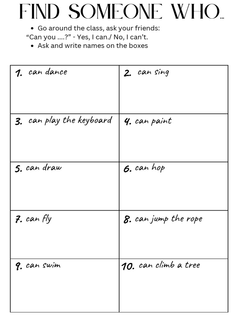 Find Someone Who - Winter Break Worksheet | PDF | Language Arts ...