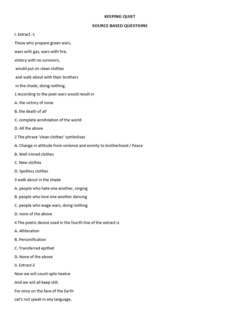 KEEPING QUIET_CBQ | PDF