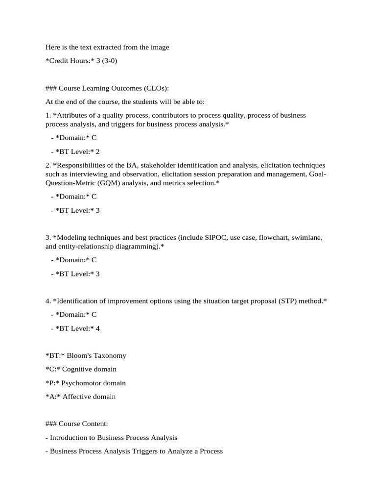 BPA Course Out Line | PDF