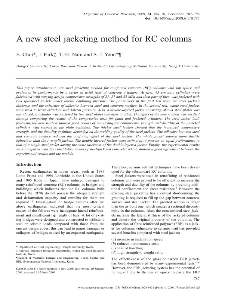 Seismic Retrofit: New Steel Jacketing | PDF | Deformation (Engineering ...