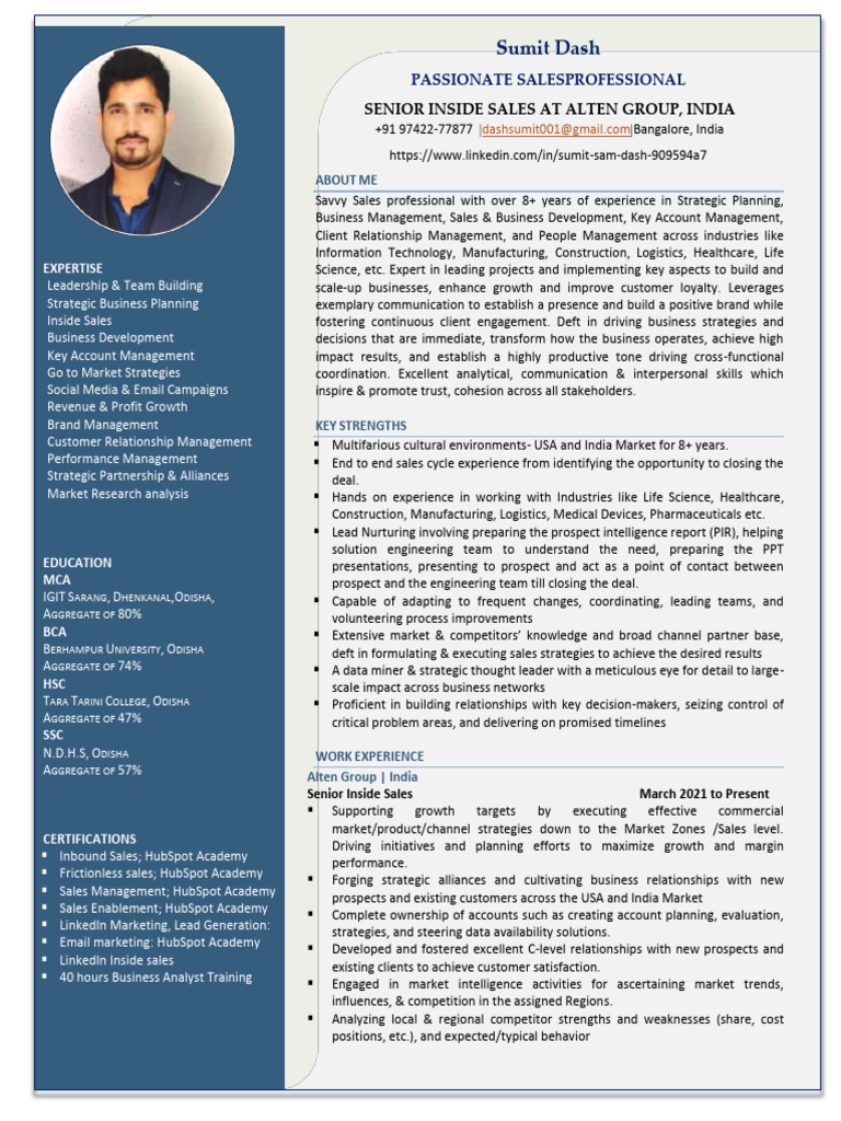 Sumit CV | PDF | Marketing | Sales