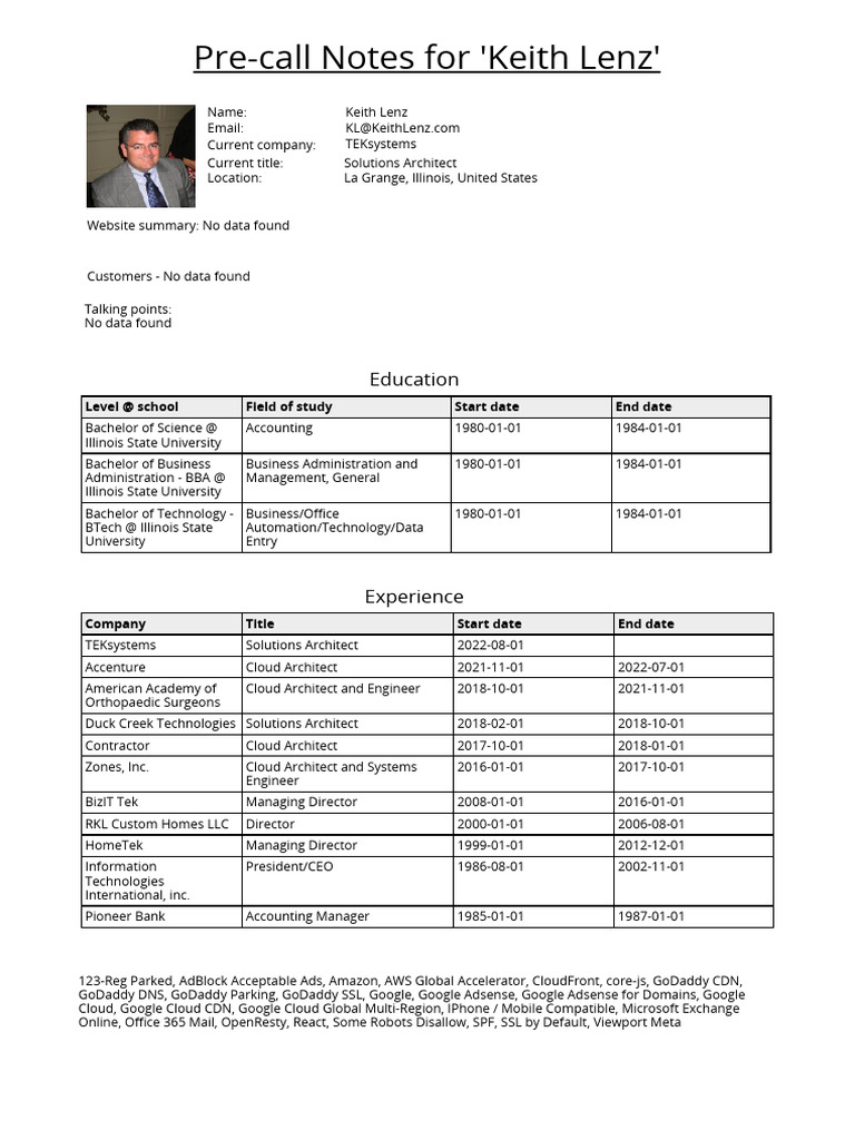 Pre-Call Notes - Keith Lenz | PDF | Computing | Microsoft