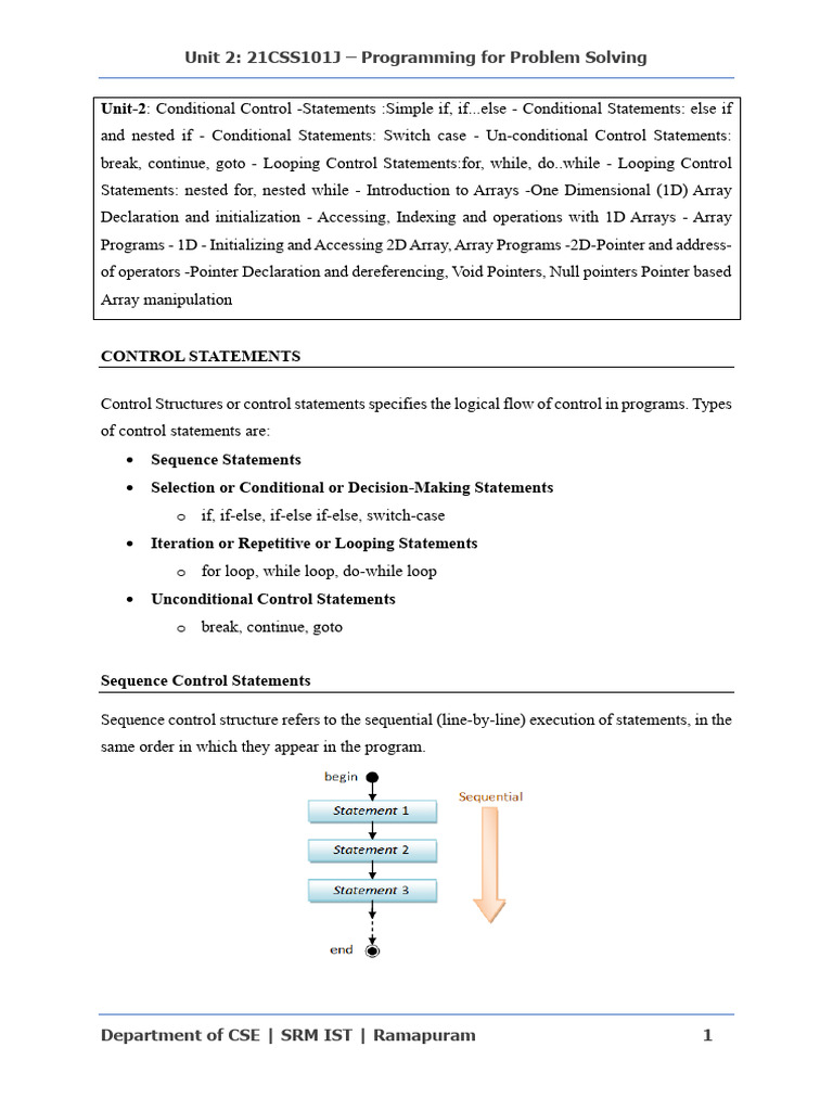 Unit-II_PPS | PDF | Control Flow | Pointer (Computer Programming)