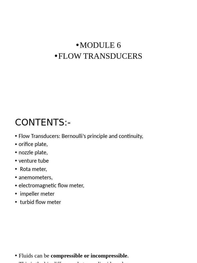 Flow Transducers and Measurement Techniques | PDF | Flow Measurement ...