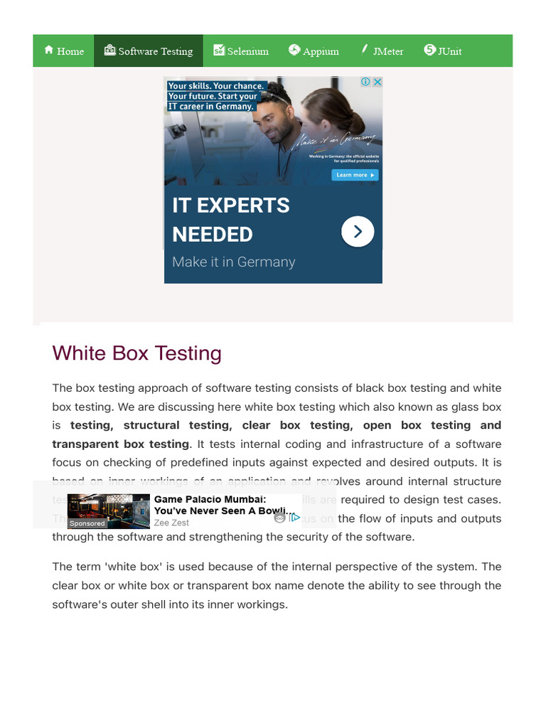 White Box Testing - Javatpoint | PDF | Control Flow | Computer Program