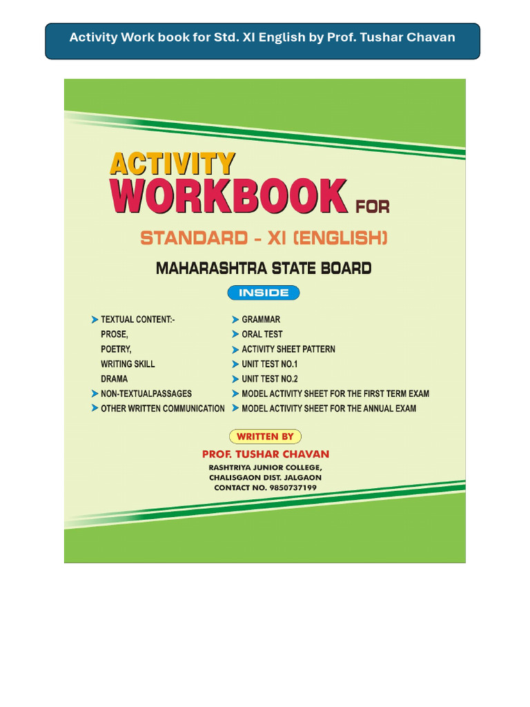 Demo of Std. XI Activity Workbook by Prof. Tushar Chavan 2024 | PDF
