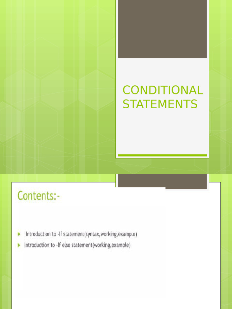 If and If Else Conditional Statements | PDF