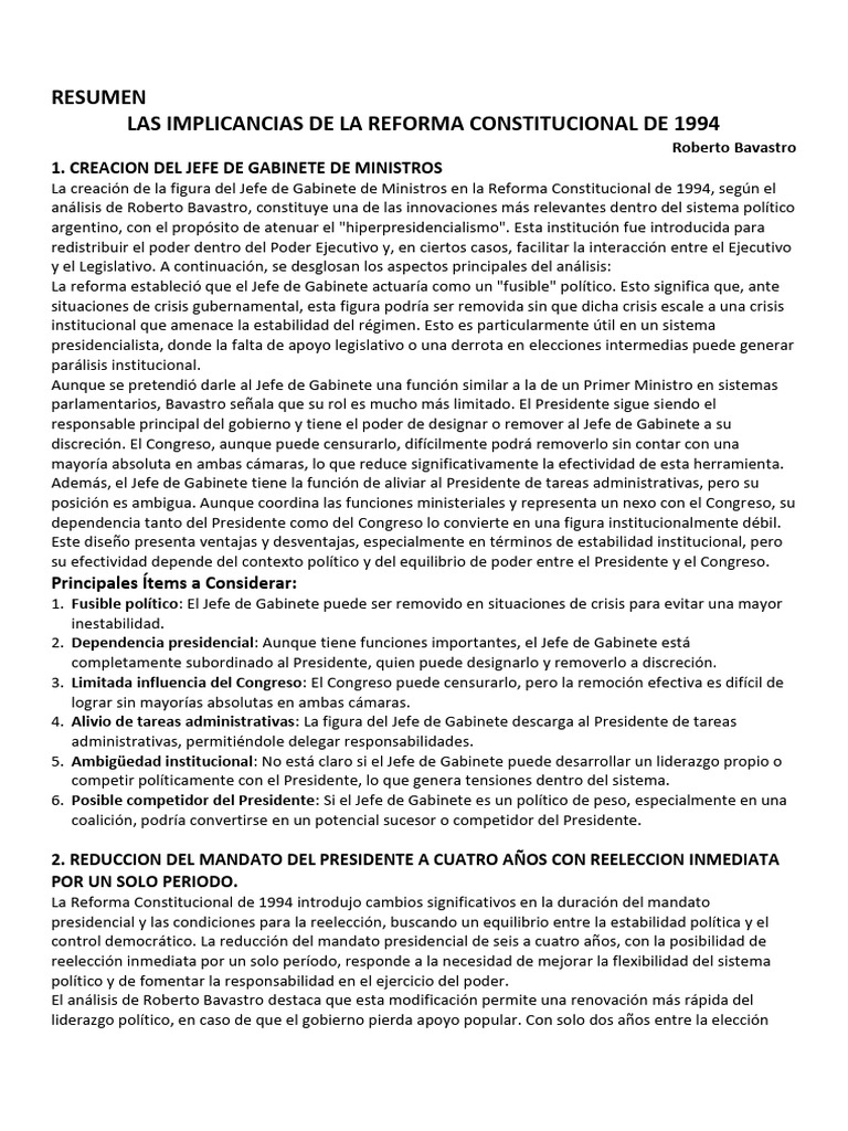 Resumen Roberto Bavastro | PDF | Sistema de dos rondas | Democracia