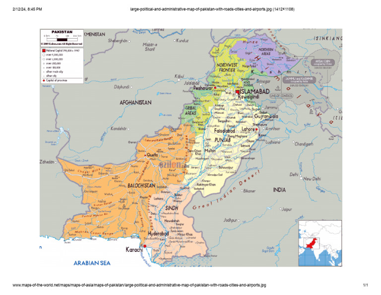 Large Political and Administrative Map of Pakistan With Roads Cities ...