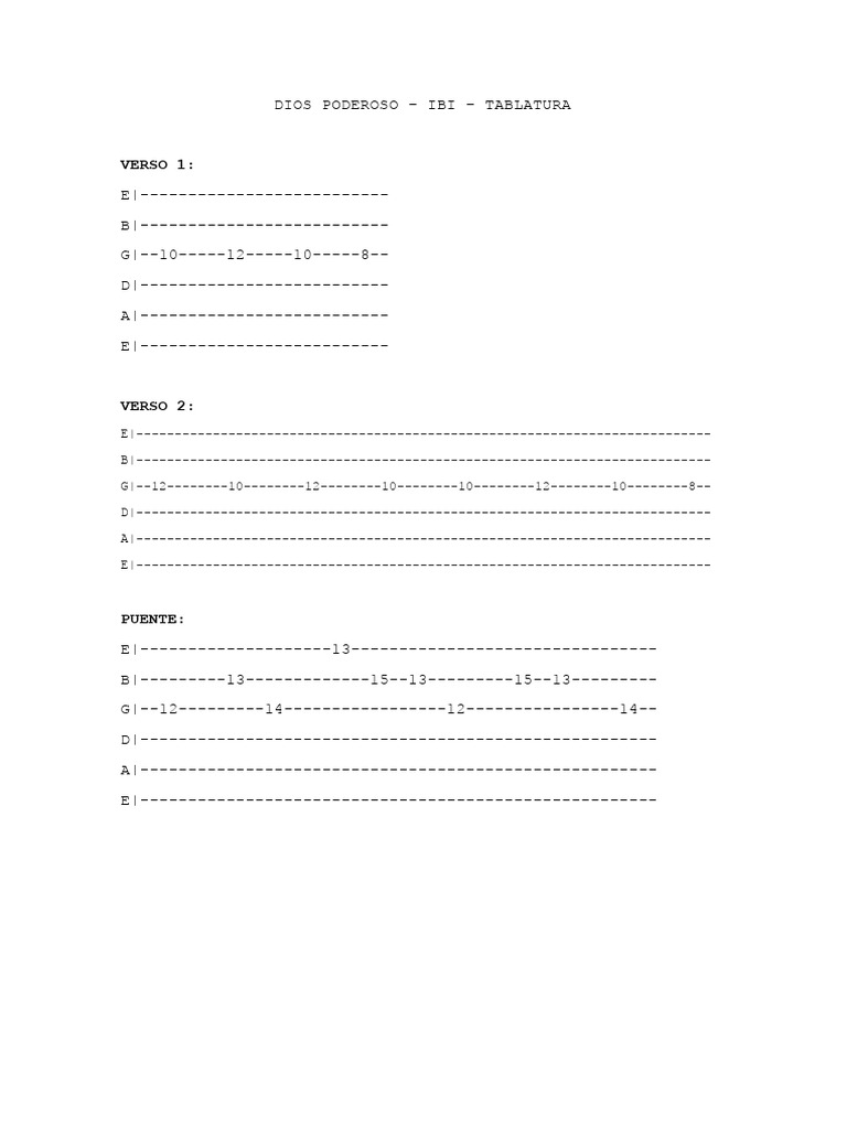 Dios Poderoso - Tablatura | PDF