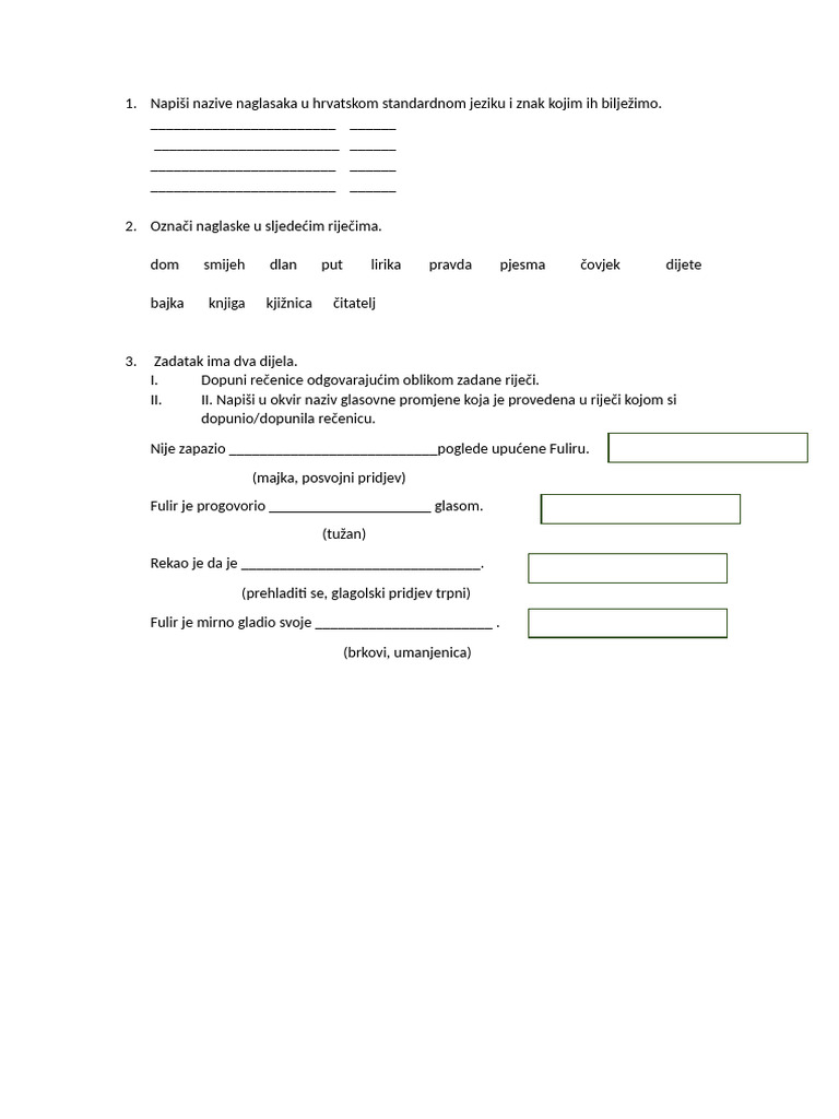 Vježba - Naglasci I Glasovne Promjene | PDF