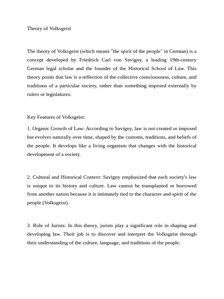 Theory of Volksgeist | PDF | Jurisprudence | Applied Philosophy