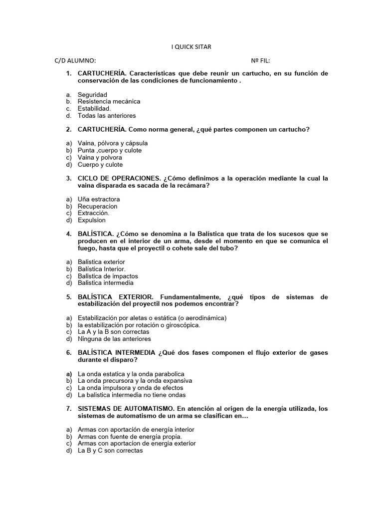Conceptos Clave de Cartuchería y Balística | PDF | Cartucho (armas de ...
