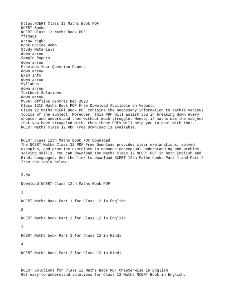 12 Pass Pdf Euclidean Vector Matrix Mathematics 6122