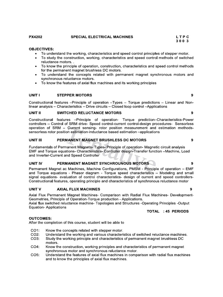 Syllabus- Special Electrical Machines OCR | PDF | Electric Motor ...