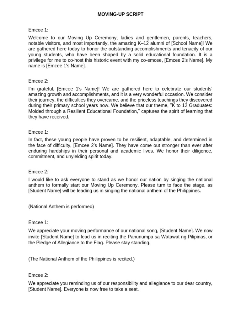 Moving-Up Script | PDF | Language Arts & Discipline