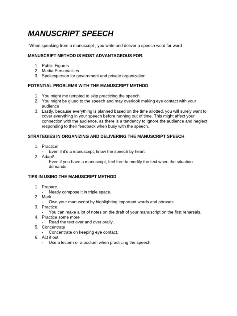 Manuscript Speech | PDF