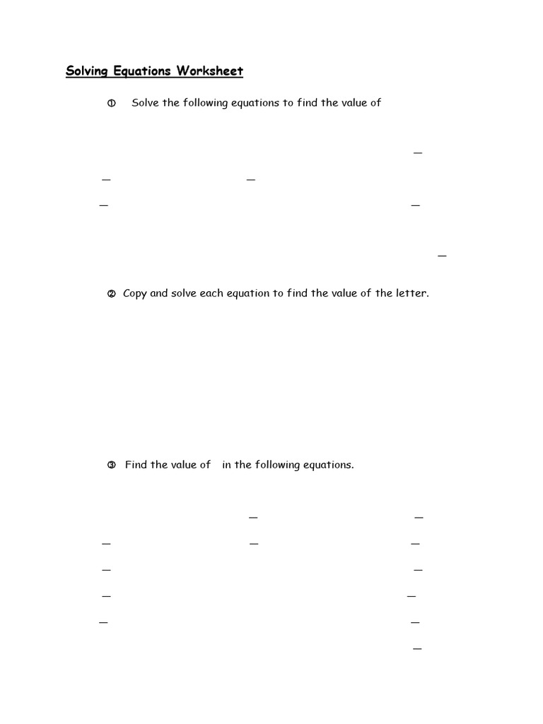 Equations-Worksheet Extra Sheet | PDF | Teaching Methods & Materials