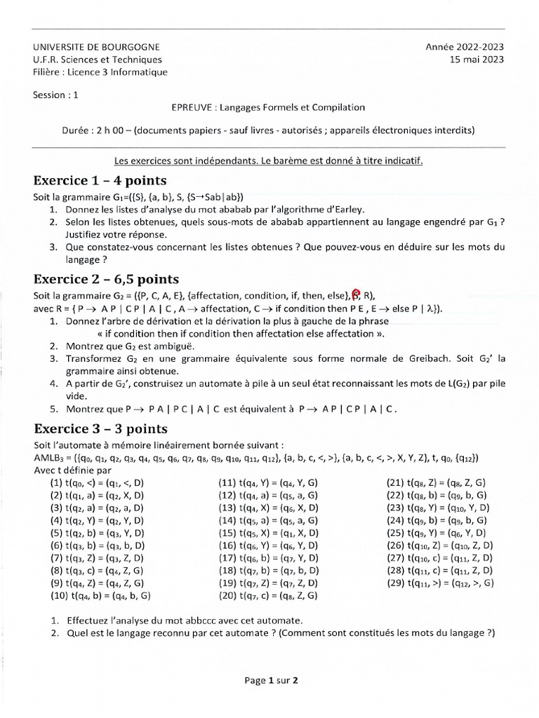 Langages Formels Et Compilation | PDF