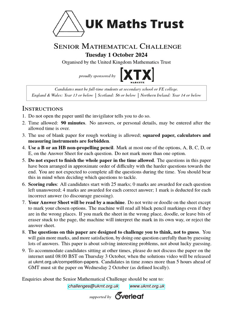 SMC-2024-Paper | PDF | Area | Elementary Mathematics
