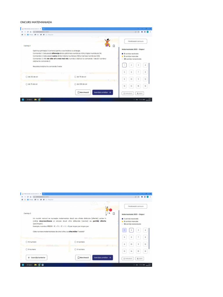 Subiecte Concurs Matemaniada 18.03.2023 | PDF