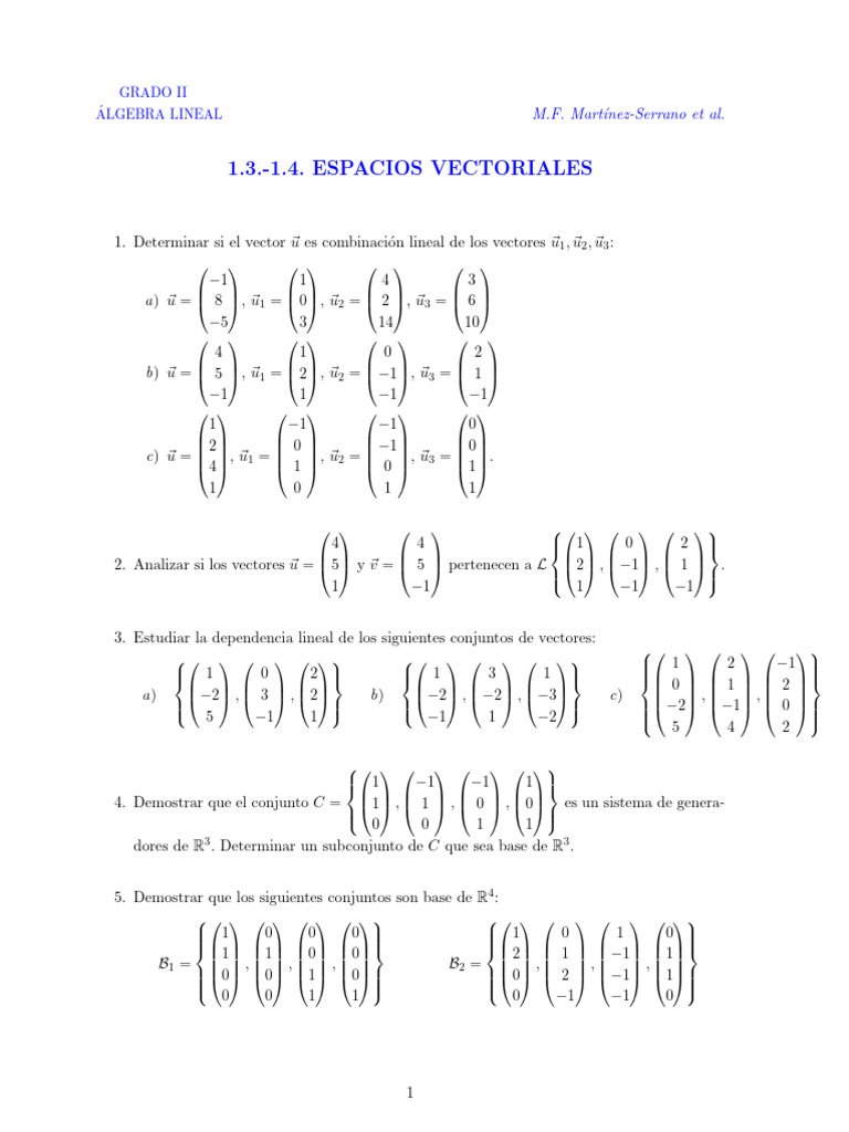 Ejer 1.3.1.4 2324 | PDF | Espacio vectorial | Base (álgebra lineal)