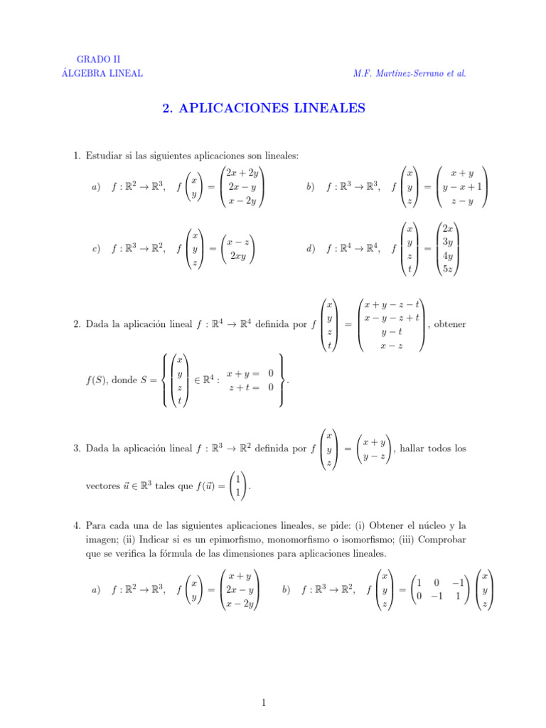Ejer 2 2324 | PDF | Mapa lineal | Relaciones matematicas