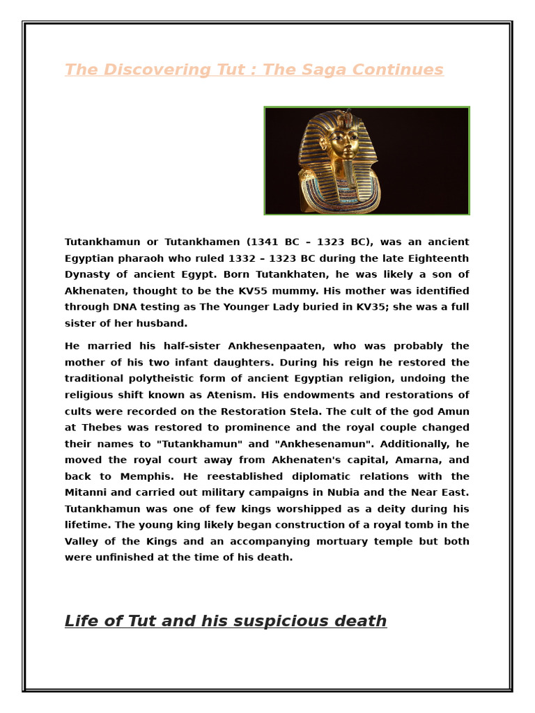 The Discovering Tut: The Saga Continues: Life of Tut and His Suspicious ...