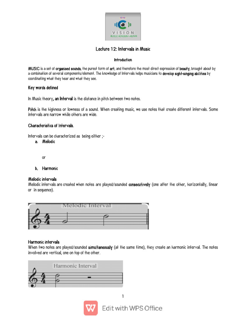 LECTURE 12-INTERVALS IN MUSIC-VMA | PDF | Interval (Music) | Harmony