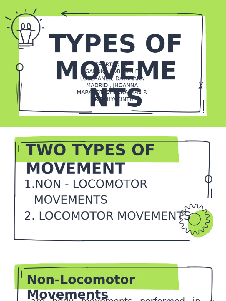 Types of Non-Locomotor and Locomotor Movements | PDF | Self-Improvement