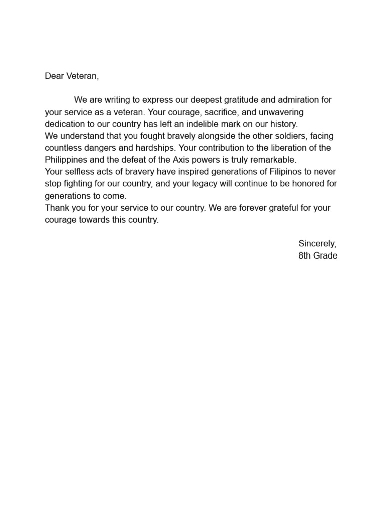 Letter To Veteran | PDF
