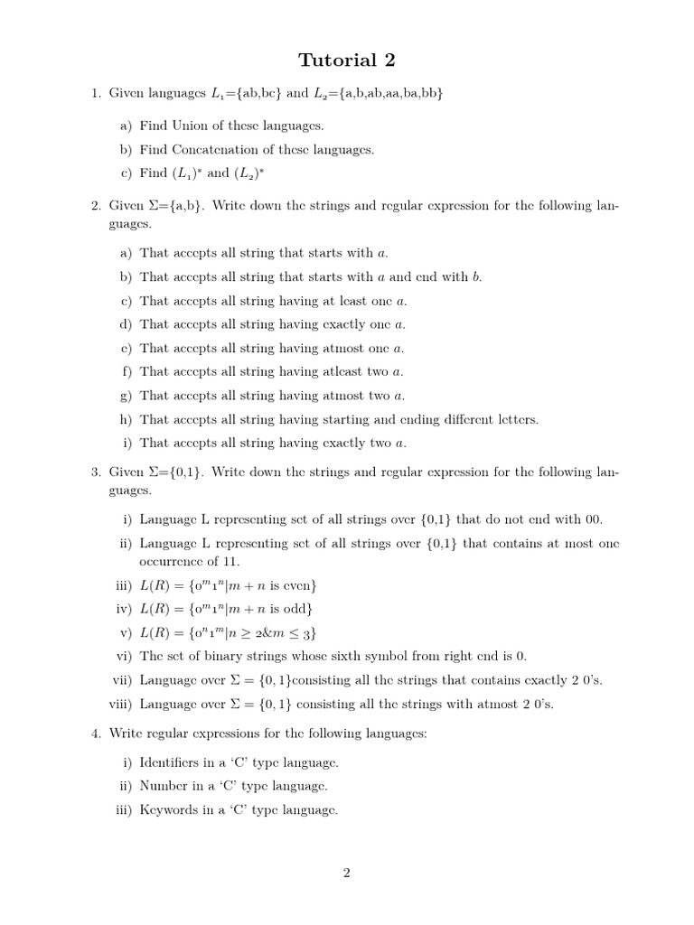 Language Operations and Regex Tutorial | PDF