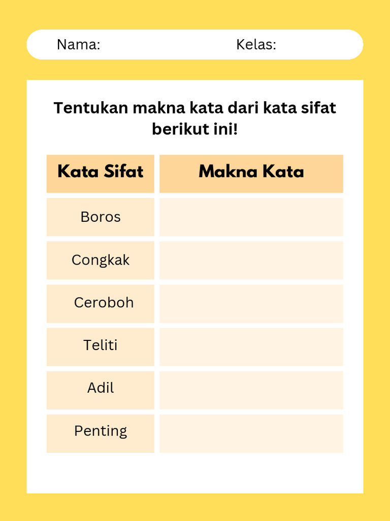 Lembar Kerja Menentukan Makna Dari Kata SIfat | PDF