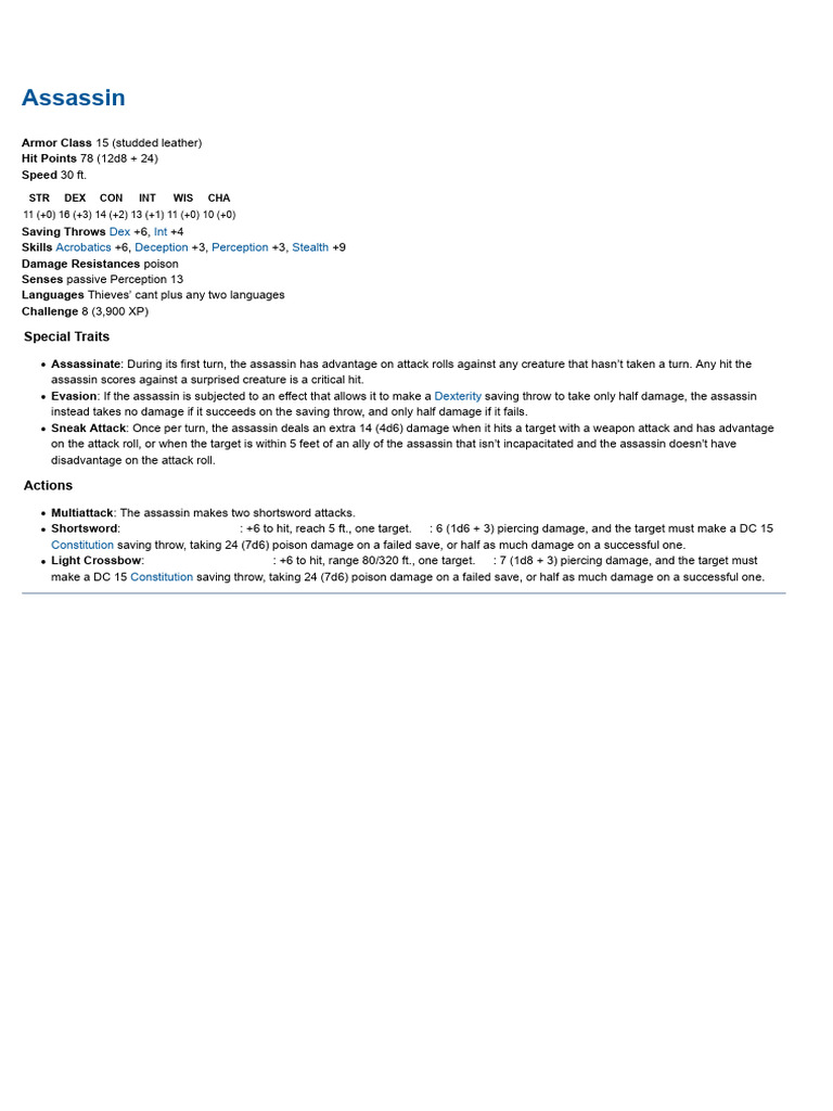 Assassin – 5th Edition SRD | PDF