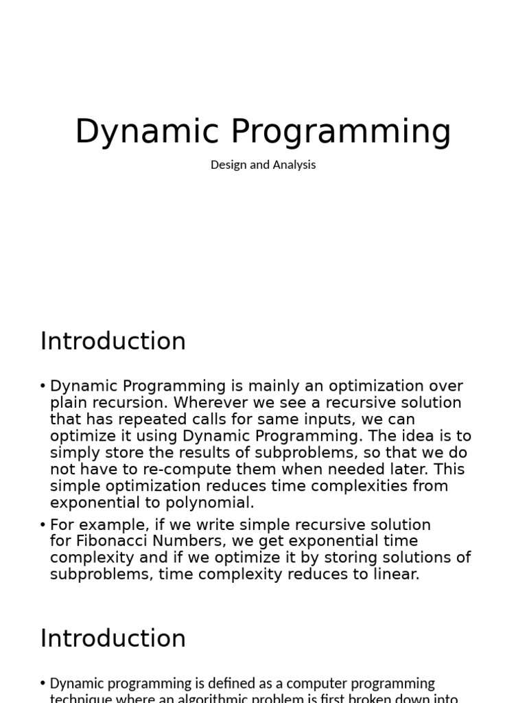 Dynamic Programming | PDF Dynamic Programming | PDF