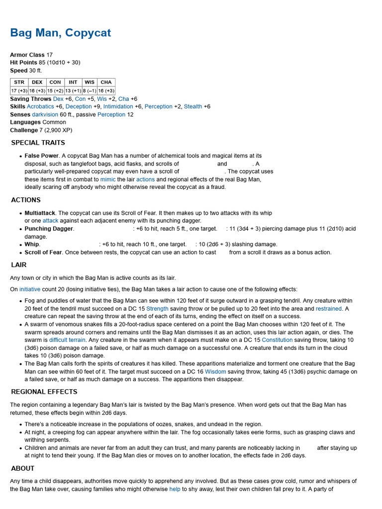 Bag Man, Copycat - 5th Edition SRD | PDF | History | Young Adult