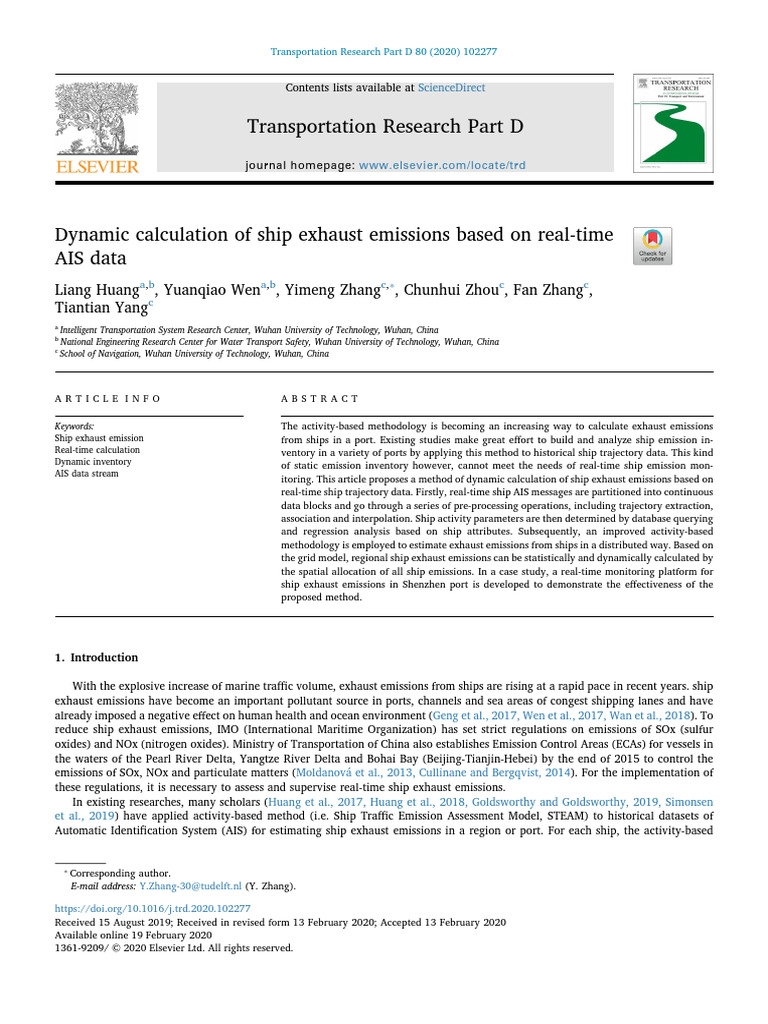 Dynamic Calculation of Ship Exhaust Emissions Based On Real-Time AIS Data | PDF | Air Pollution ...