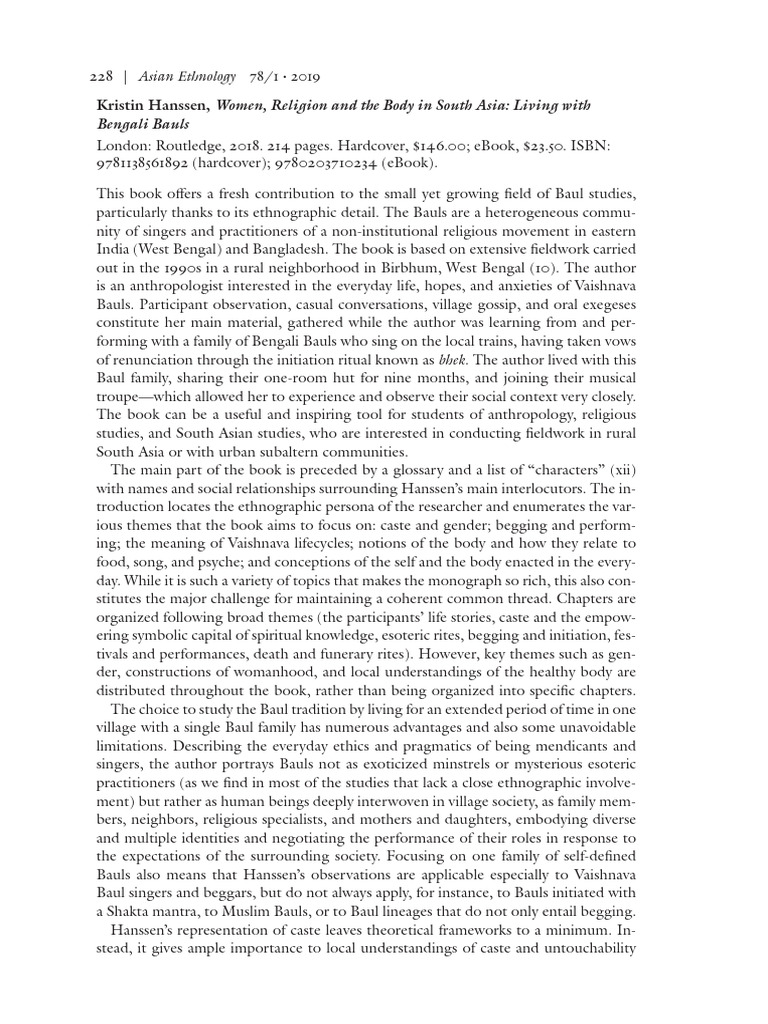 Book Review - Hanssen - Living With Bengali Bauls | PDF | Ethnography