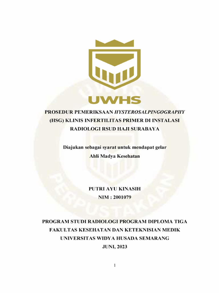 Prosedur Pemeriksaan HSG | PDF