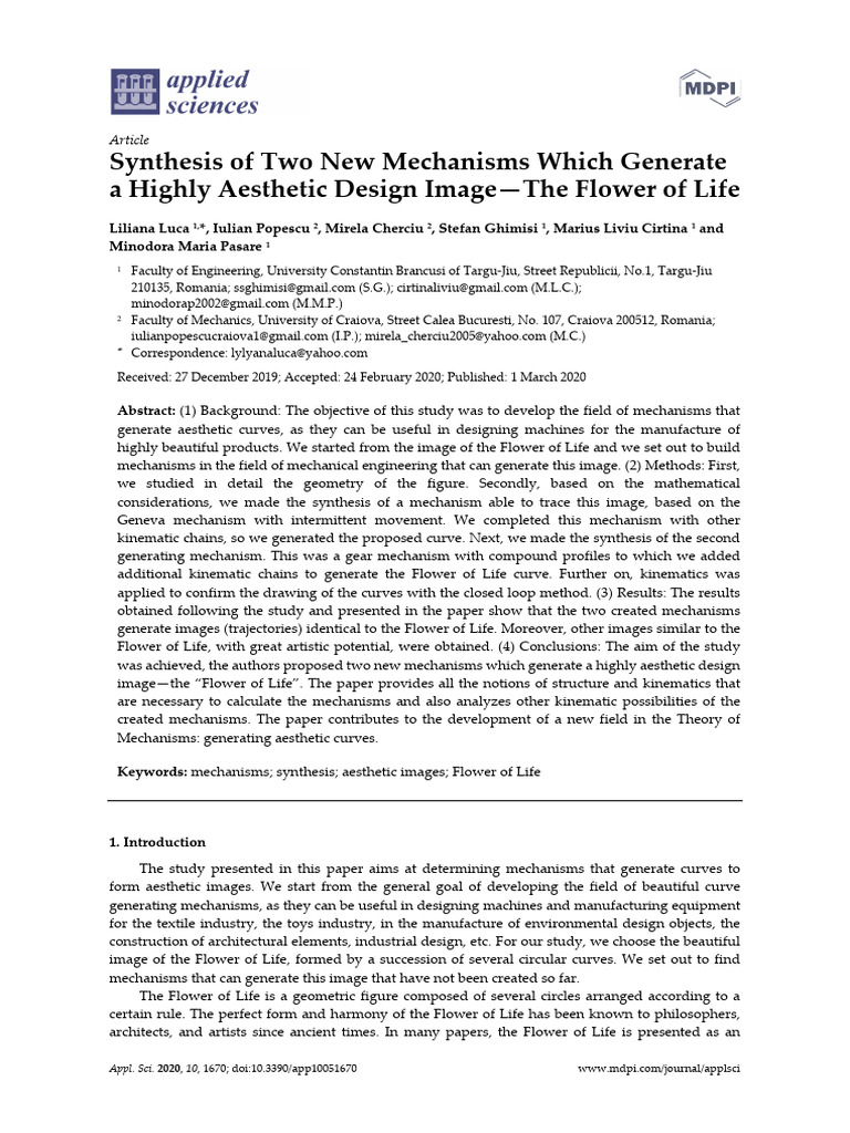 Synthesis of Two New Mechanisms Which Generate A H | PDF | Kinematics | Gear