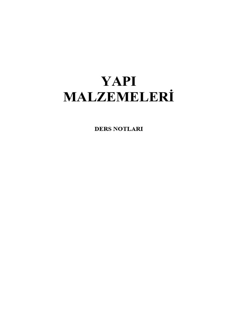 Yapı Malzemeleri Ders Notları | PDF