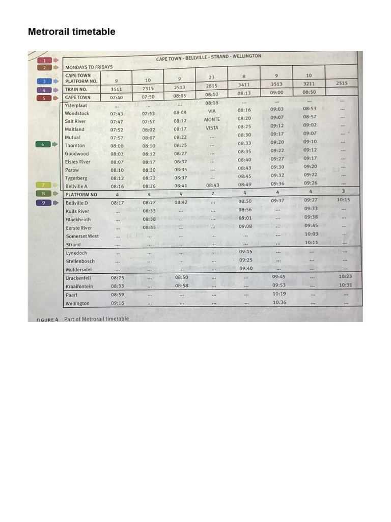 (I) Metrorail Timetable | PDF