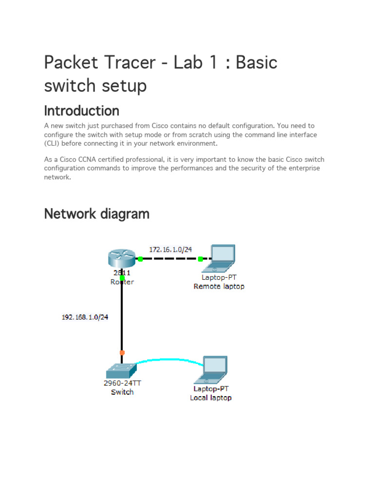 Lab 1 Basic Switch Setup Pdf Command Line Interface Computer