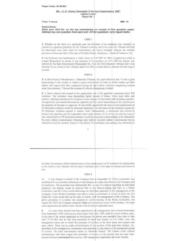 Labour Law Paper | PDF