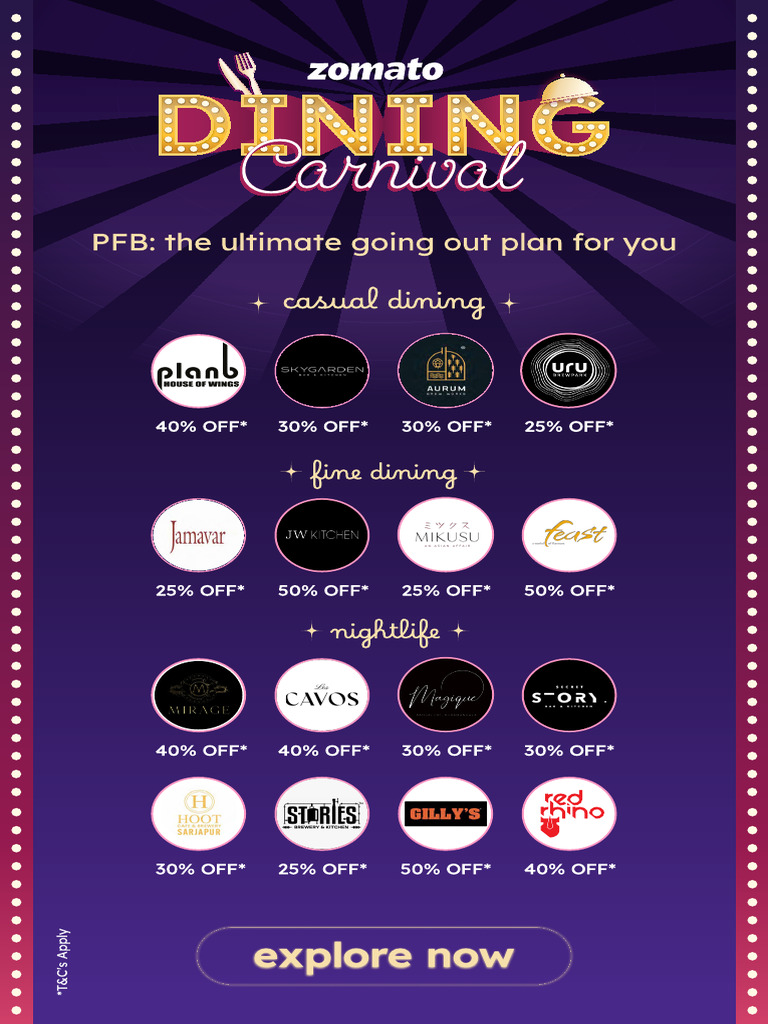 Zomato Dining Carnival x Offers | PDF