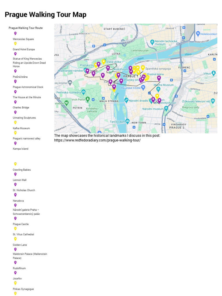 Prague Walking Tour Map & Itinerary | PDF