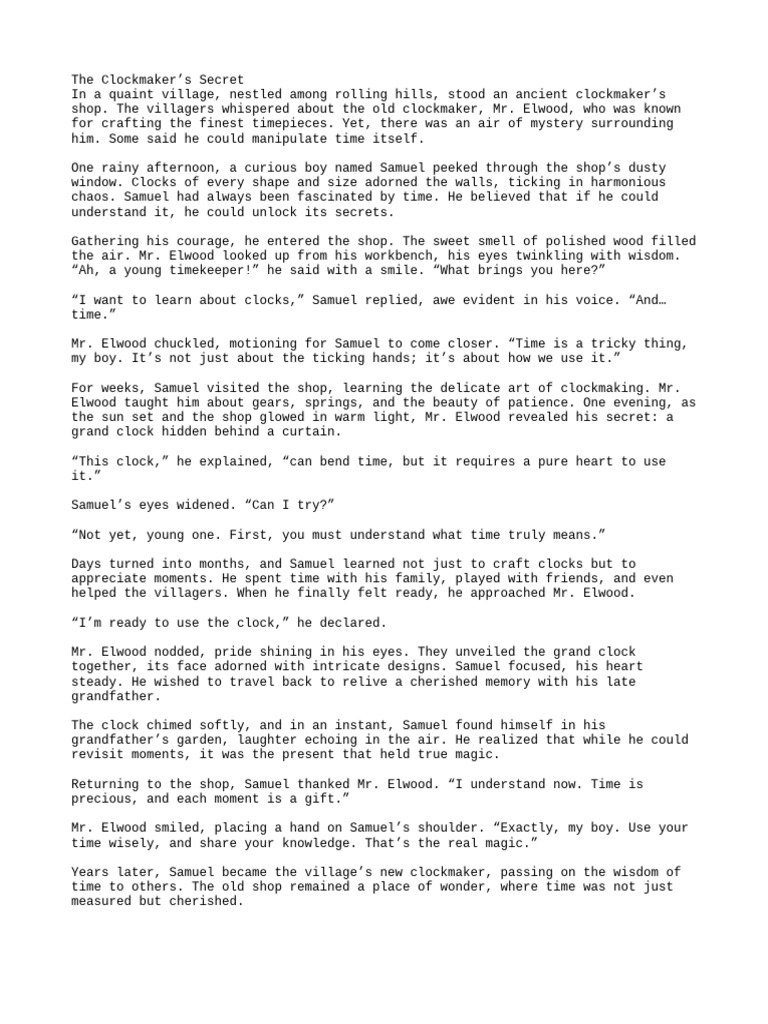 The Clockmaker’s Secret | PDF